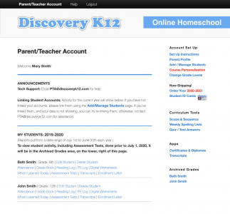 Parent / Teacher Account | Discovery K12